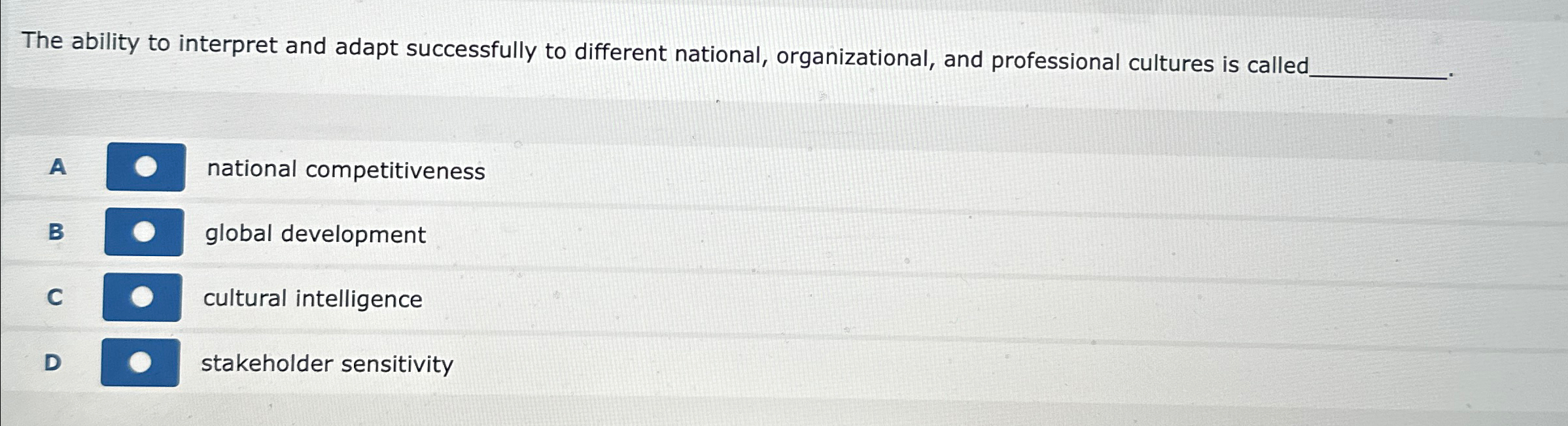 Solved The ability to interpret and adapt successfully to | Chegg.com