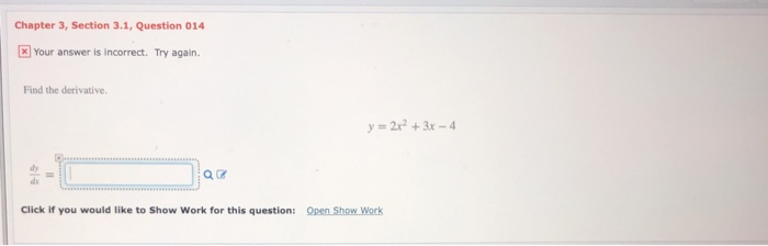 Solved Chapter 3, Section 3.1, Question 014 x Your answer is | Chegg.com