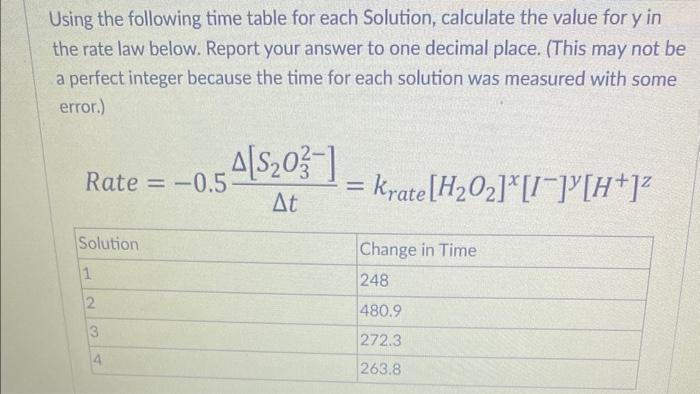 Using the following time table for each Solution, | Chegg.com