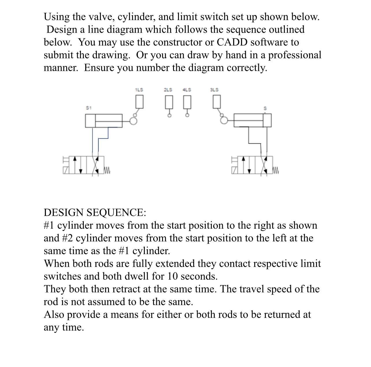 Using the valve, cylinder, and limit switch set up | Chegg.com