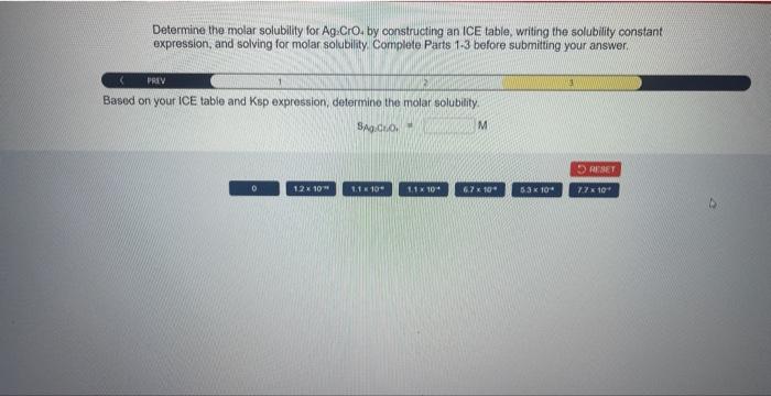 Solved Determine the molar solubility for Ag:CrO by | Chegg.com