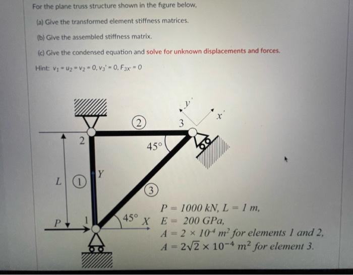 For The Plane Truss Structure Shown In The Figure 