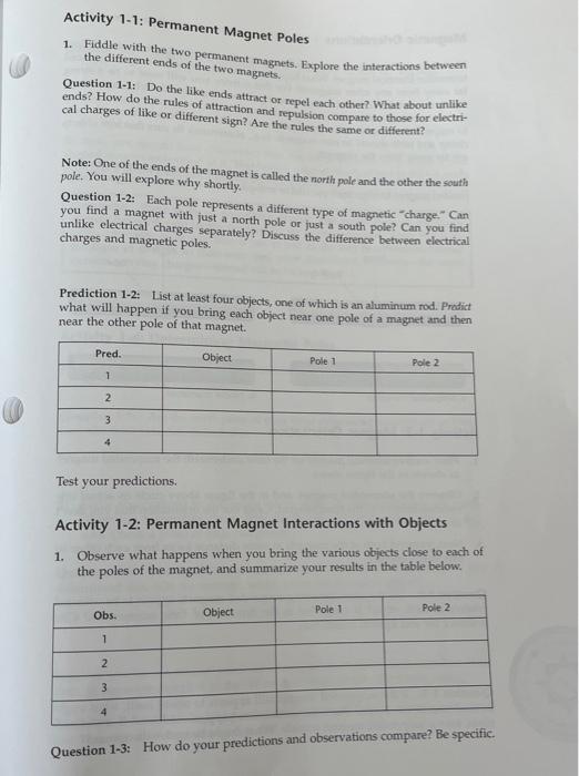 Solved LAB 9-MAGNETISM (Due at the bectinting of lebl | Chegg.com