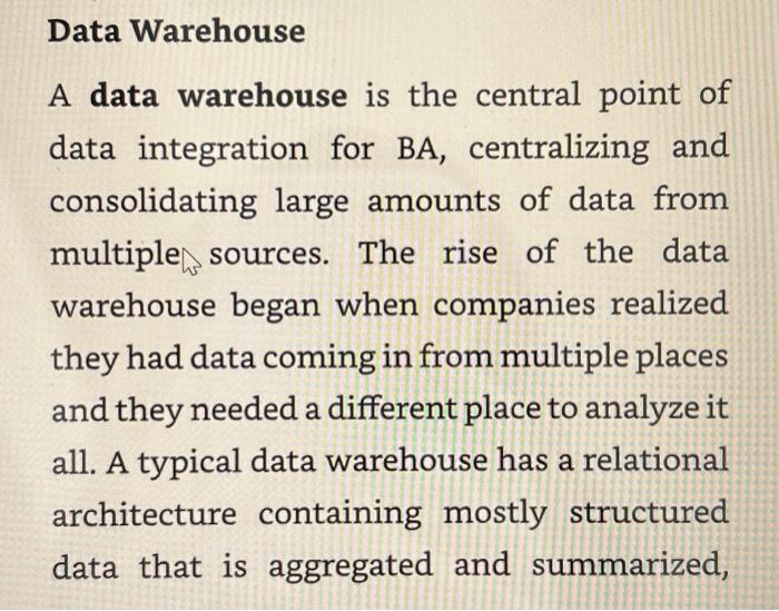 Solved What are the four characteristics of a data | Chegg.com