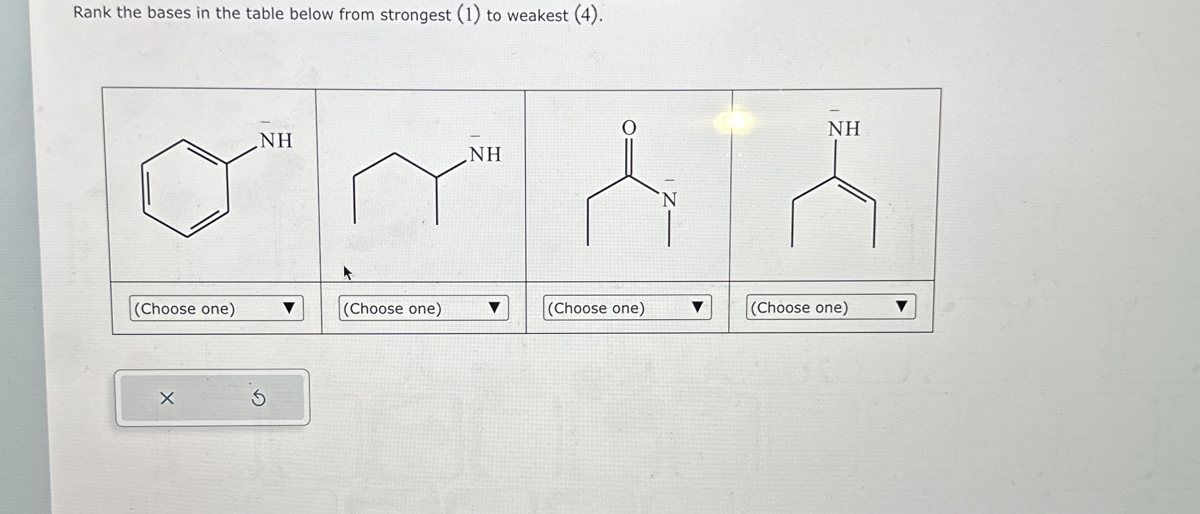 Solved Rank the bases in the table below from strongest (1) | Chegg.com