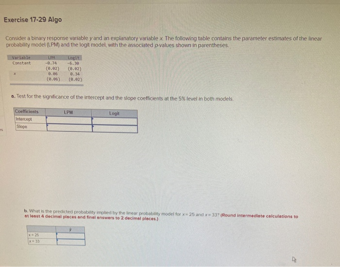 Solved Exercise 17 29 Algo Consider A Binary Response