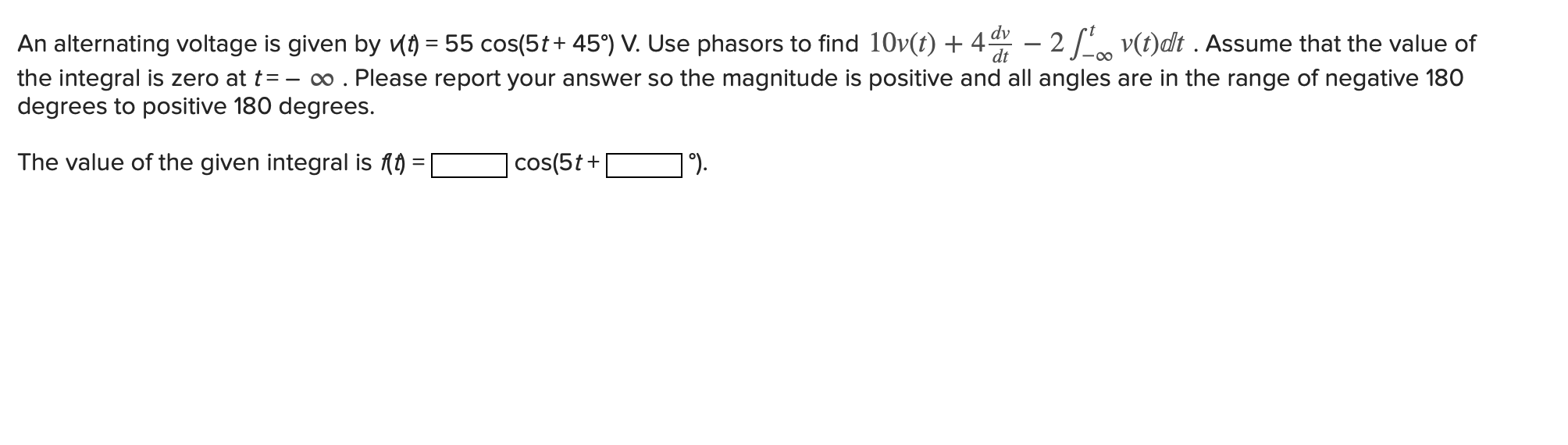 Solved An alternating voltage is given by | Chegg.com