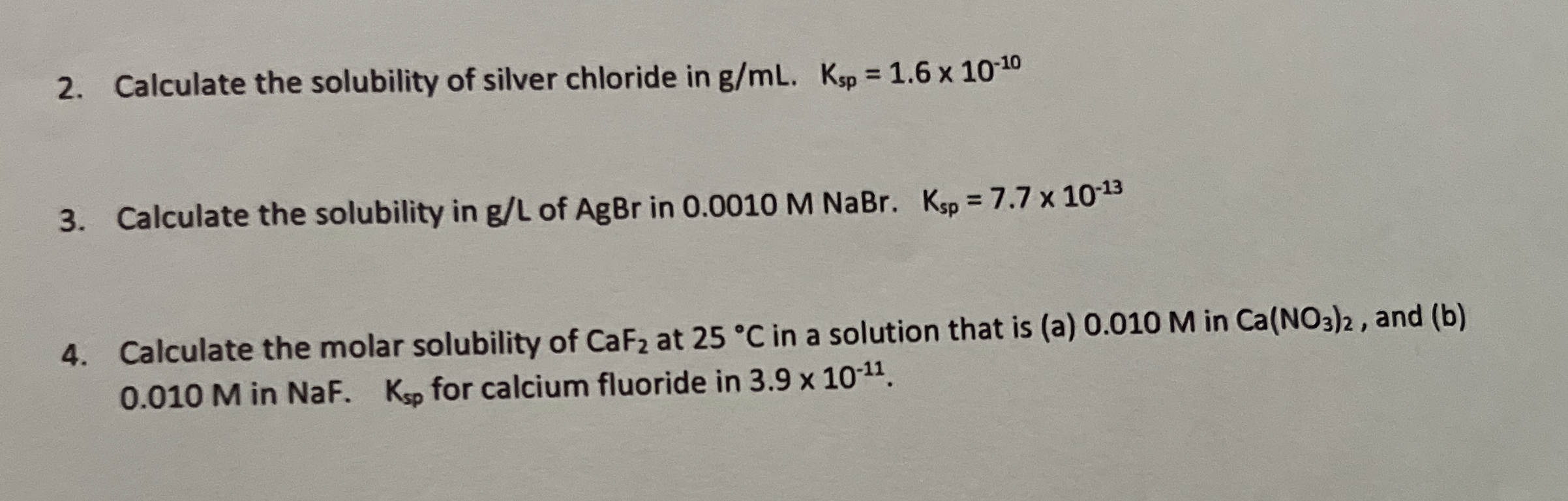 Solved Calculate the solubility of silver chloride in | Chegg.com