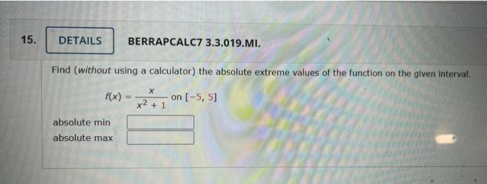 Solved Find (without using a calculator) the absolute | Chegg.com