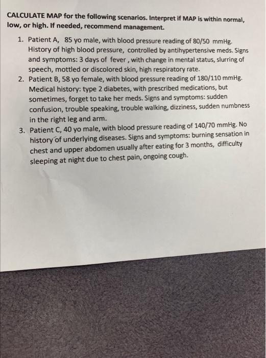 Solved CALCULATE MAP for the following scenarios. Interpret | Chegg.com