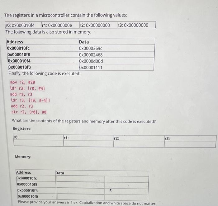 Solved The registers in a microcontroller contain the | Chegg.com