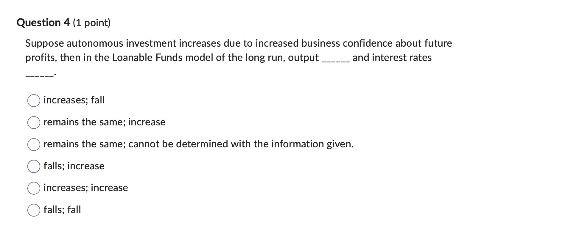 Solved Question 4 (1 ﻿point)Suppose autonomous investment | Chegg.com