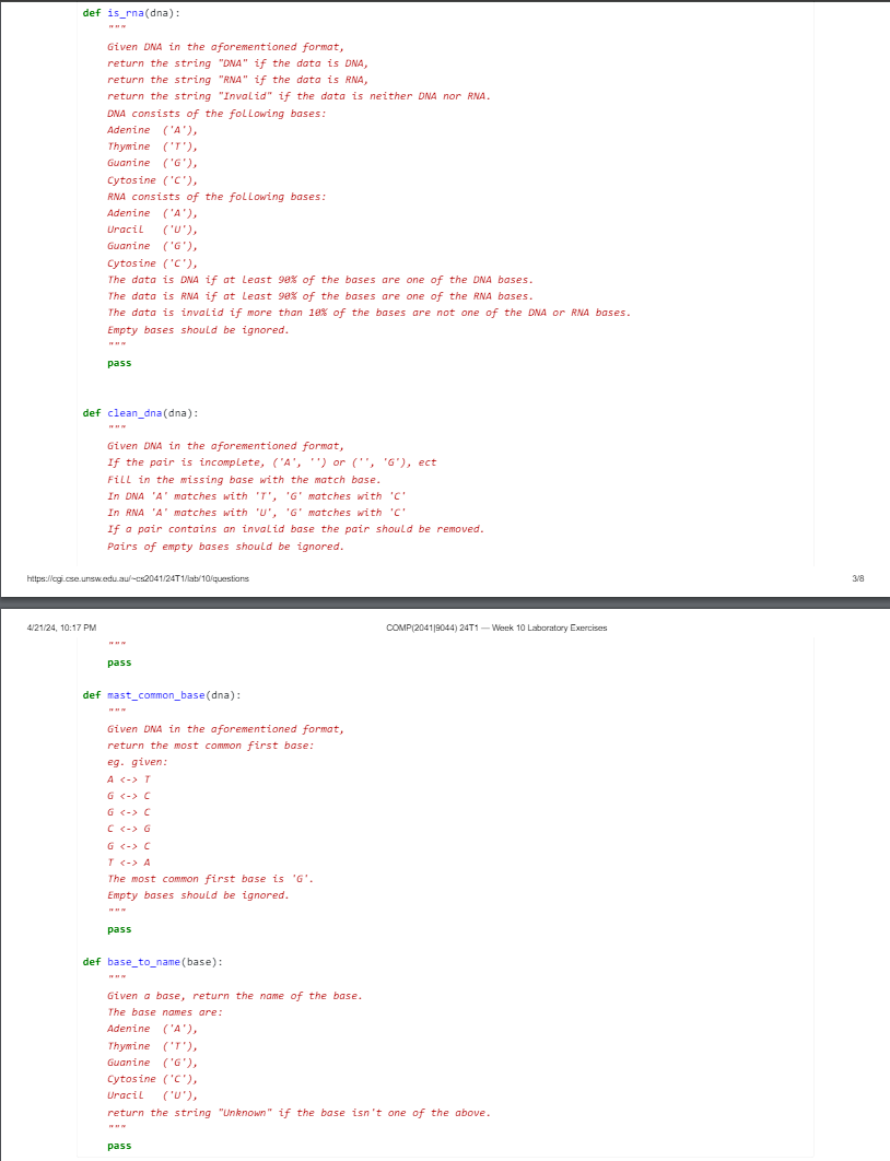 Solved Your task is to add code to the file dna.py to do DNA | Chegg.com