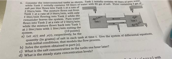 Solved 6. Consider the interconnected tanks as shown. Tank 1 | Chegg.com