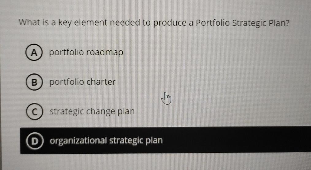Solved What is a key element needed to produce a Portfolio | Chegg.com