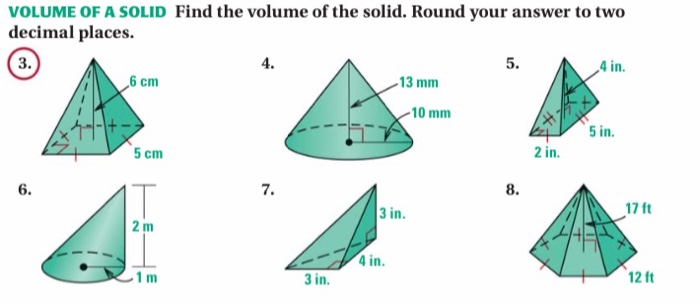 Solved VOLUME OF A SOLID Find the volume of the solid. Round | Chegg.com