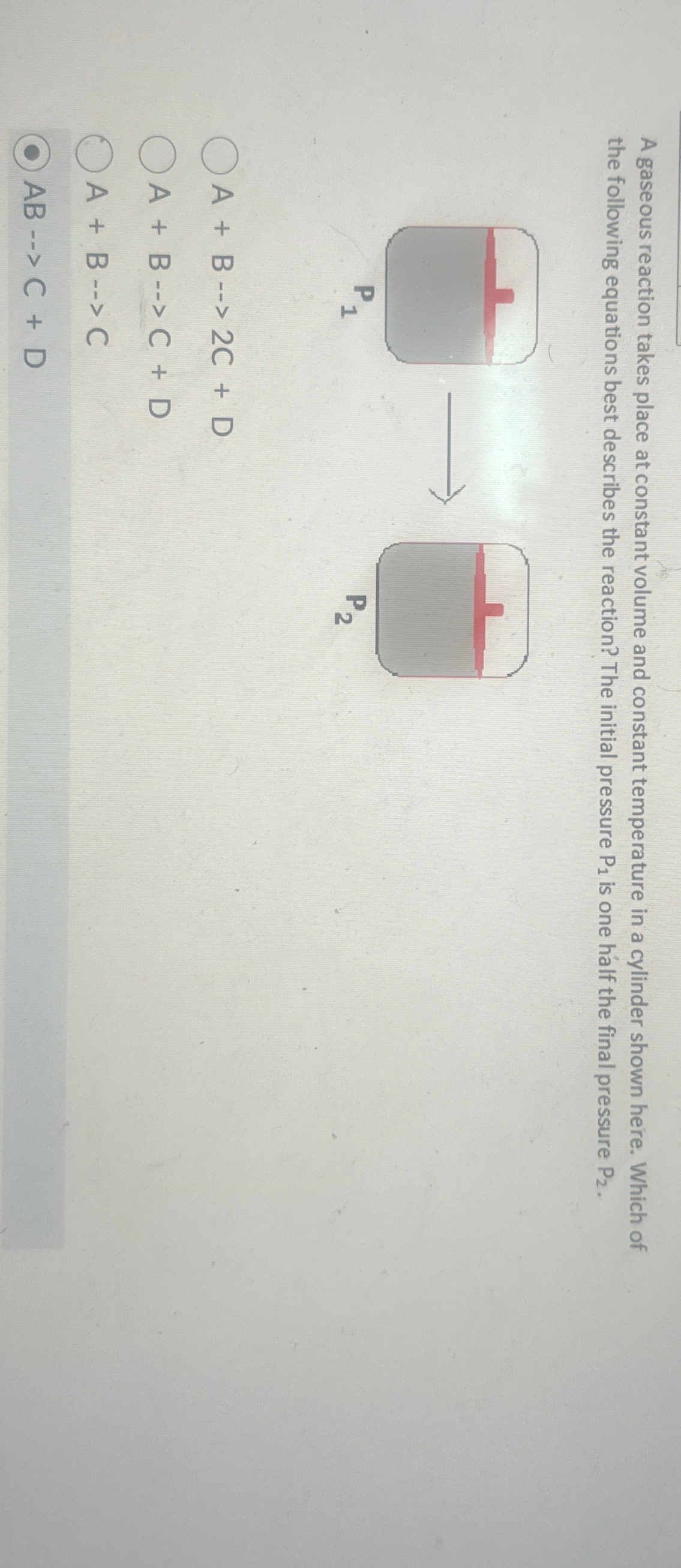 Solved A gaseous reaction takes place at constant volume and | Chegg.com
