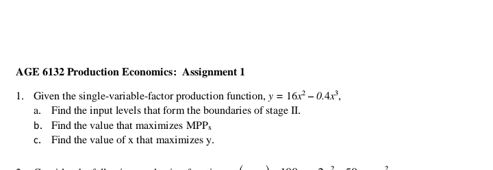 Solved 1. Given the single-variable-factor production | Chegg.com