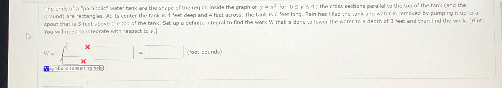 Solved The ends of a "parabolic" water tank are the shape of | Chegg.com