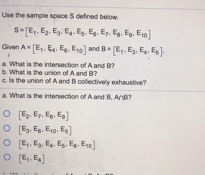 Solved Use the sample space s defined below. S=[E1, E2, E3, | Chegg.com