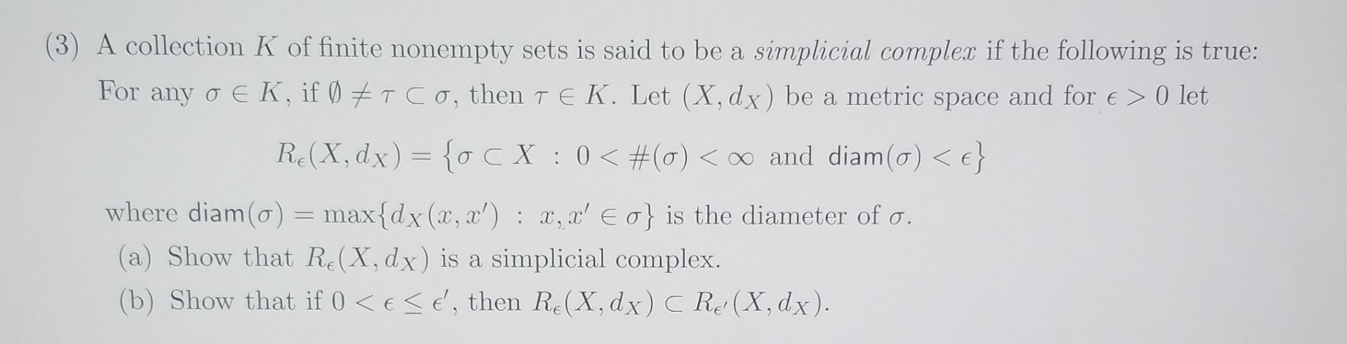 Solved 3) A collection K of finite nonempty sets is said to | Chegg.com