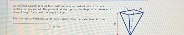 Solved An inverted pyramid is being filled with water at a | Chegg.com