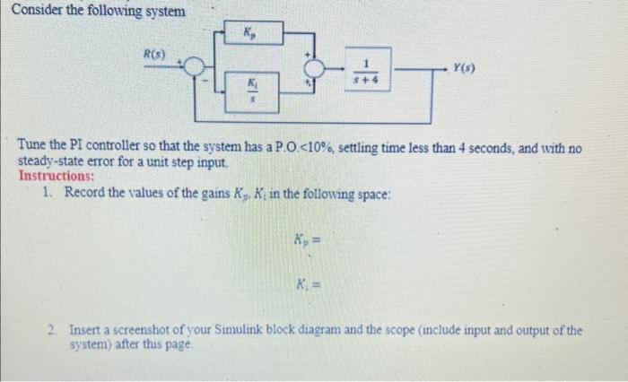 Solved Consider the followinn emetam Tune the PI controller | Chegg.com