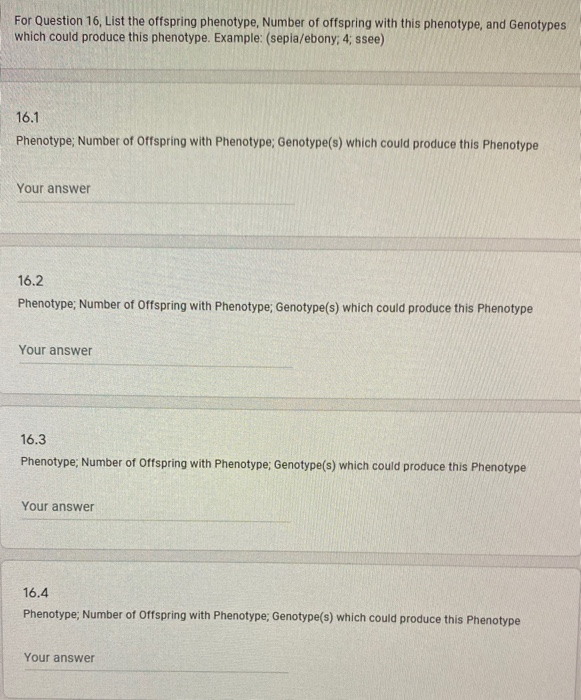 Solved For Question 16, List the offspring phenotype, Number | Chegg.com