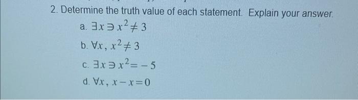 Solved 2. Determine the truth value of each statement. | Chegg.com