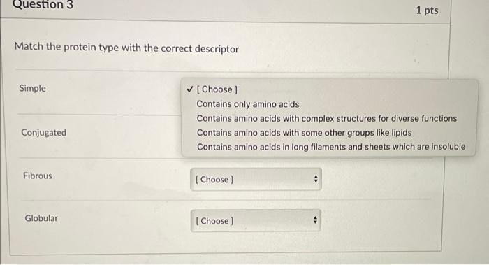 Solved Match the protein type with the correct descriptor | Chegg.com