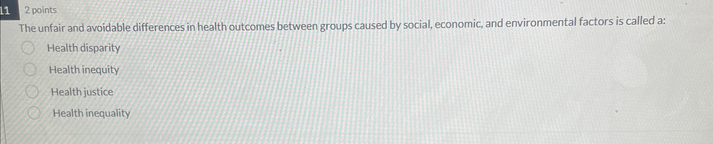 Solved 2 ﻿pointsThe unfair and avoidable differences in | Chegg.com
