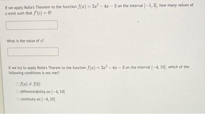 Solved If we apply Rolle's Theorem to the function | Chegg.com