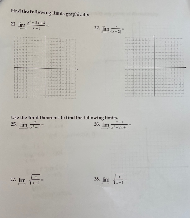 Solved Find the following limits graphically. 21. lim x? - | Chegg.com
