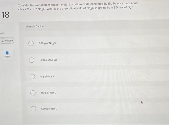 Solved Consider the oxidation of sodium metal to sodium | Chegg.com