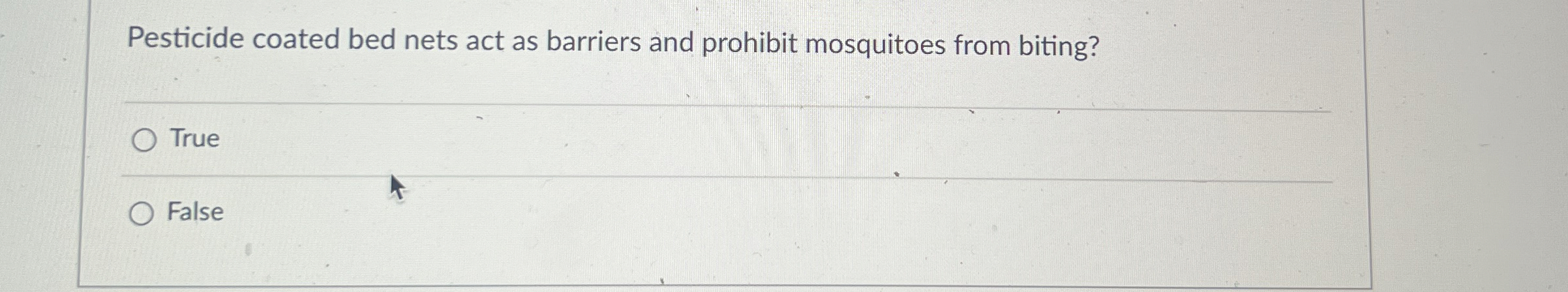 Solved Pesticide coated bed nets act as barriers and | Chegg.com