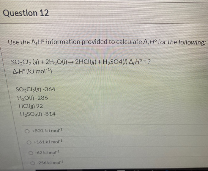 Solved use the ?fH? information provided to calculate ?rH? | Chegg.com