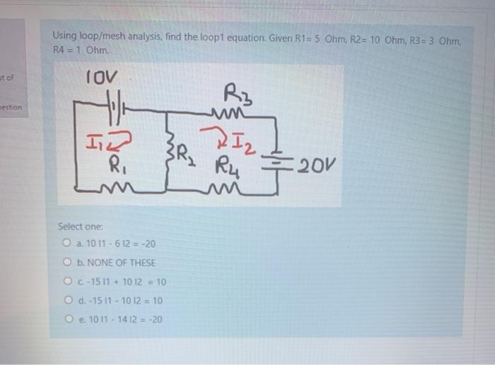 Solved Using loop/mesh analysis, find the loop1 equation. | Chegg.com