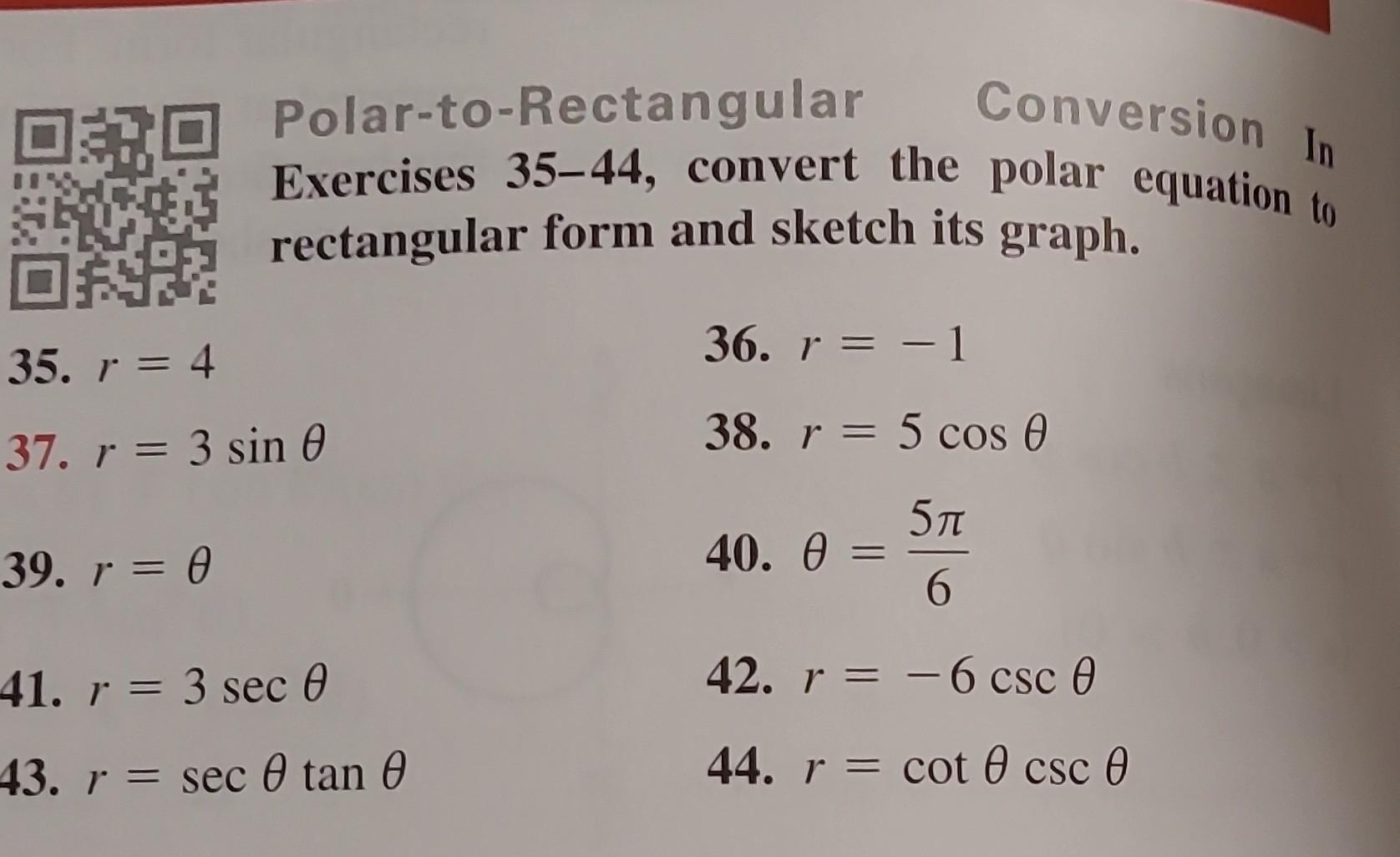 Solved Polar-to-Rectangular Conversion In Exercises 35-44, | Chegg.com