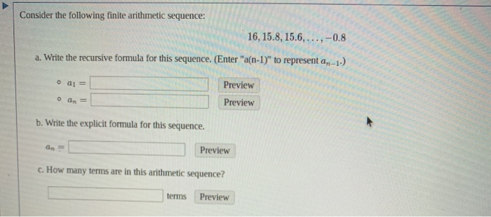 Solved Consider the following finite arithmetic sequence: | Chegg.com Solved Consider the following finite arithmetic sequence: | Chegg.com