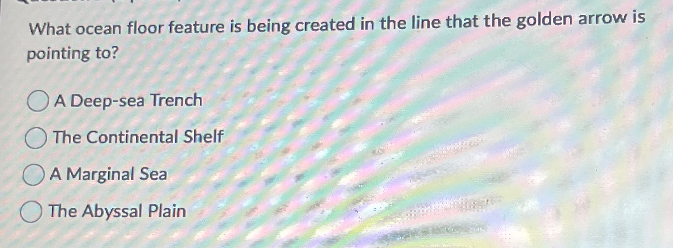 Solved What ocean floor feature is being created in the line | Chegg.com