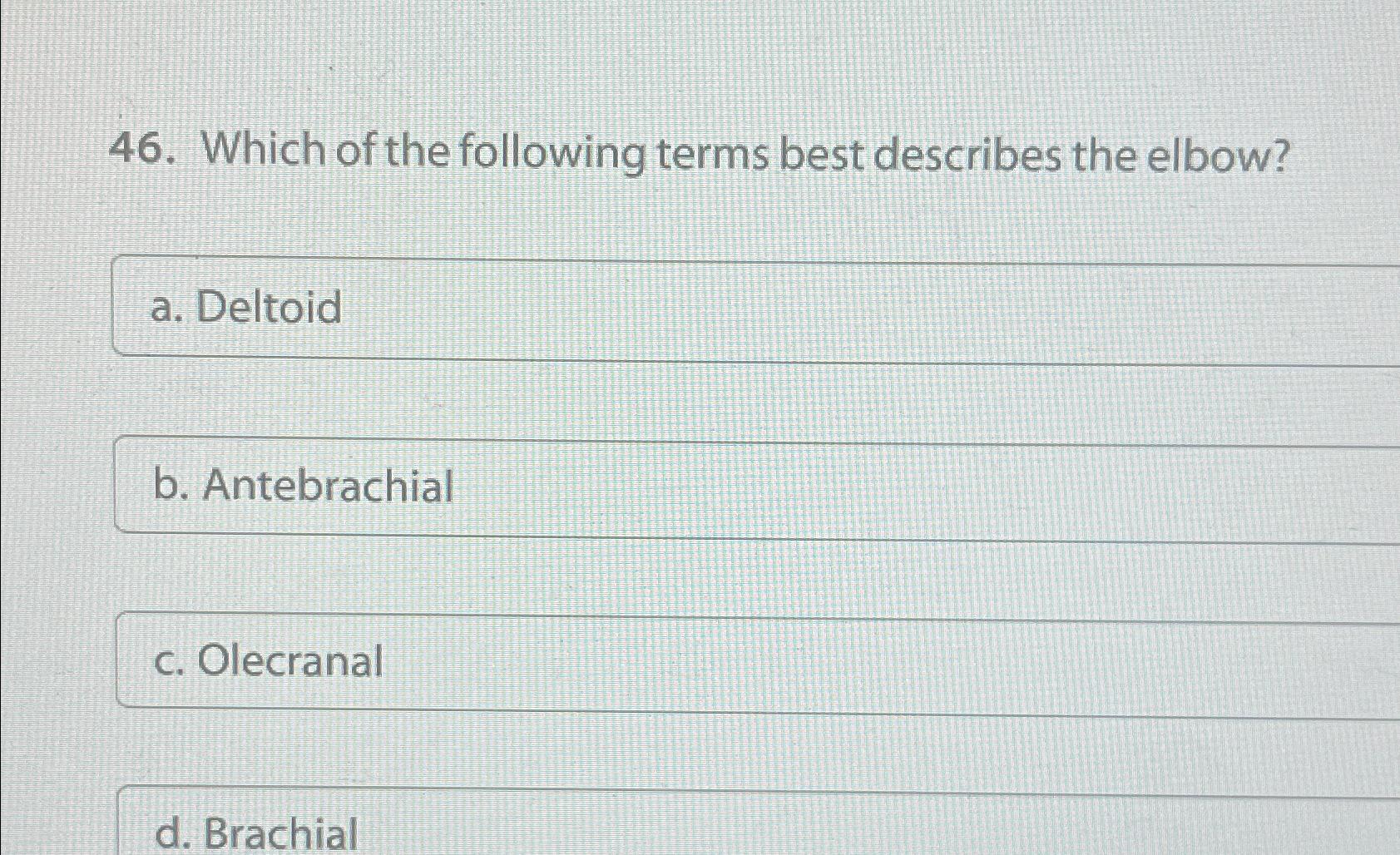 Solved Which of the following terms best describes the | Chegg.com