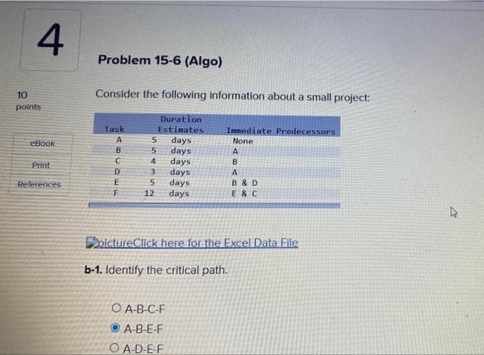 Solved Problem 15-6 (Algo) Consider the following | Chegg.com