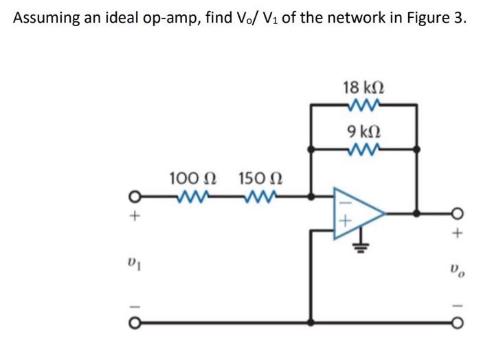 Solved Assuming an ideal op-amp, find V0/V1 of the network | Chegg.com