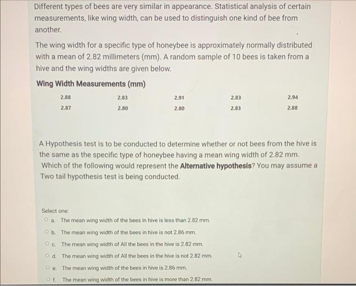 Solved Different types of bees are very similar in | Chegg.com