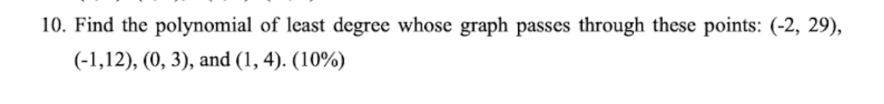 Solved Find the polynomial of least degree whose graph | Chegg.com