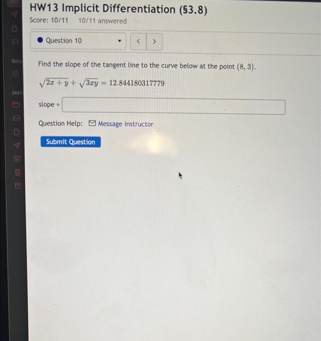 Solved HW13 Implicit Differentiation (\$3.8) Score: | Chegg.com