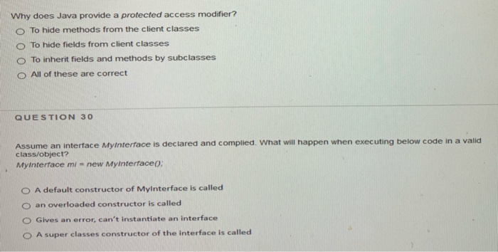 Solved Why does Java provide a protected access modifier? To | Chegg.com