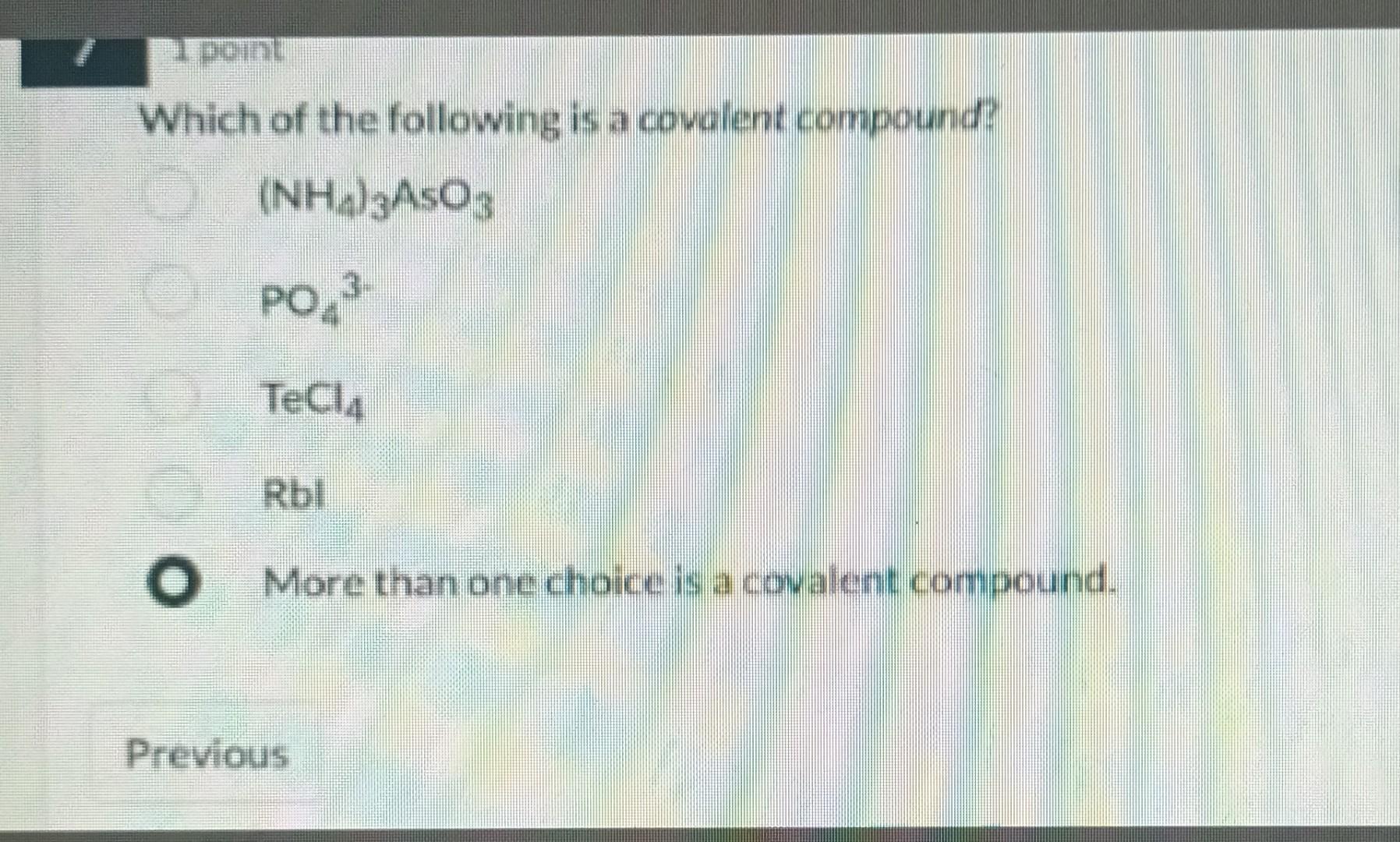 Solved Which of the following is a covalent compound? | Chegg.com