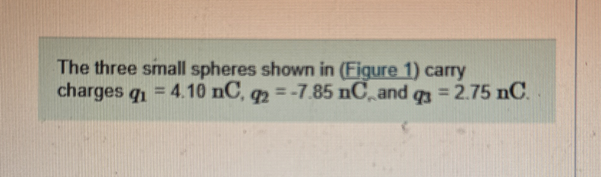 The three small spheres shown in (Figure 1) ﻿carry | Chegg.com