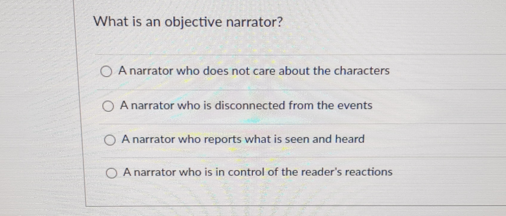 Solved What is an objective narrator?A narrator who does not | Chegg.com